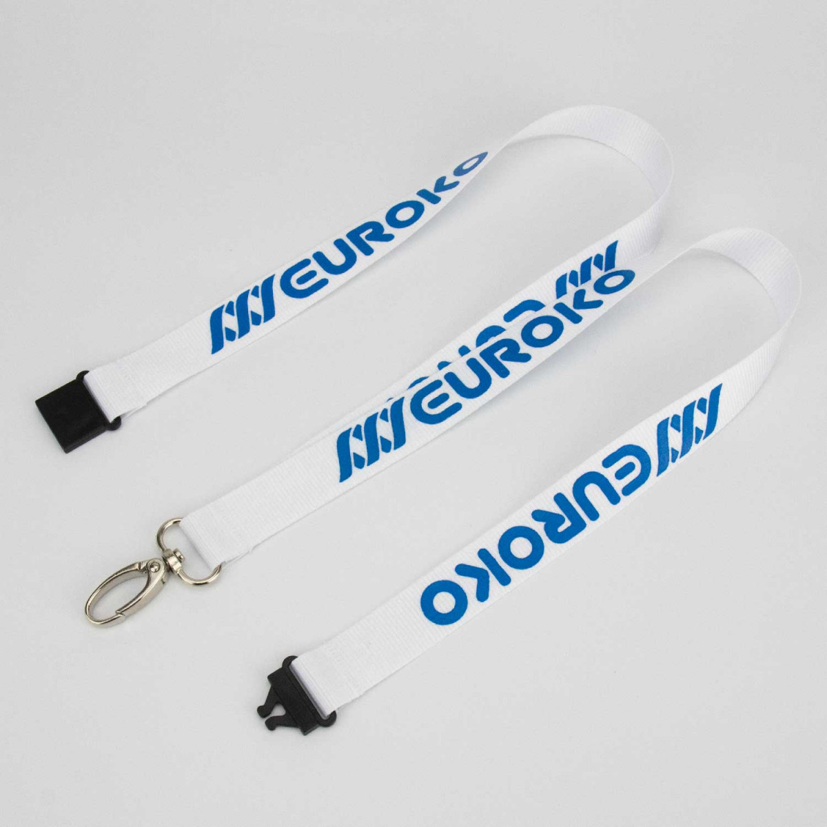 Cinta lanyard serigrafiada con cierre de seguridad | www.euroko.es